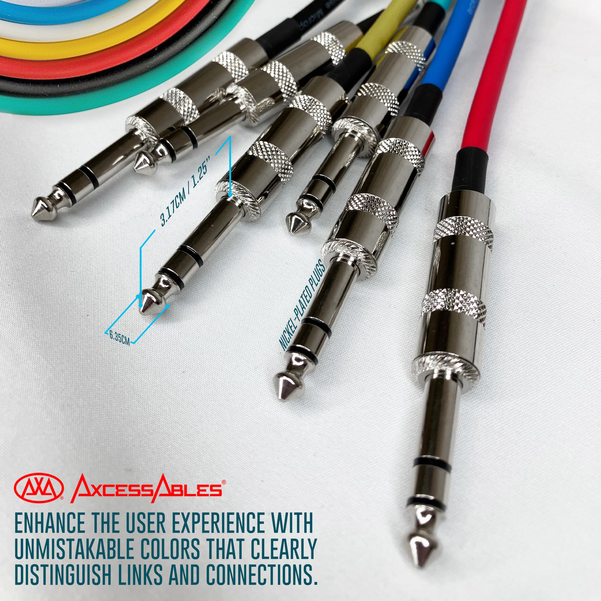 Snapklik.com : AxcessAbles 1/4" Balanced TRS Audio Cables - 2ft Multi ...