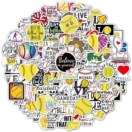 Amazon.com: 100PCS Softball Stickers, Cute Motivational Vinyl ...