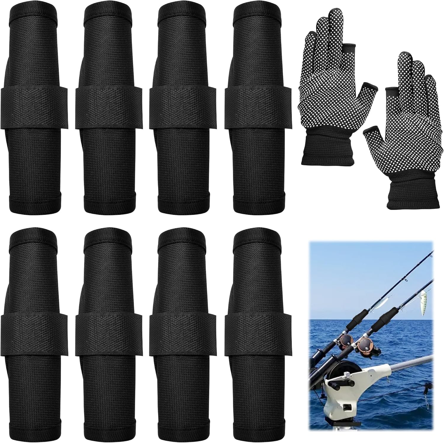 Amazon.com: Upgrade 8Pack Fishing Lure Wraps Bait Gloves 6 Inch Lure ...