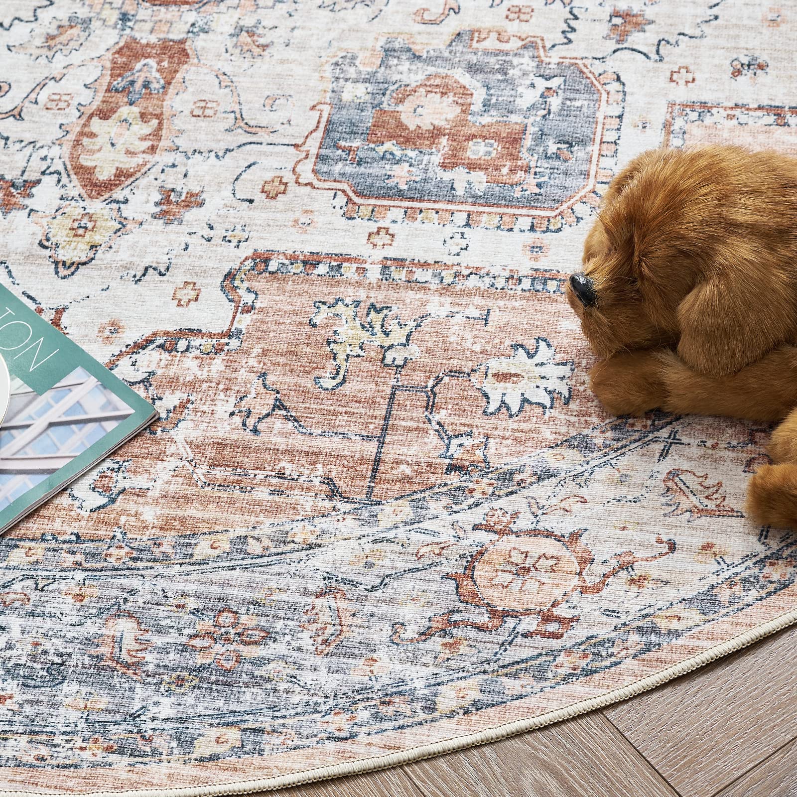 JIANCHAN Fall Round Rug 5Ft,Bohemian Area Rug Indoor Hallway Circle Rug ...