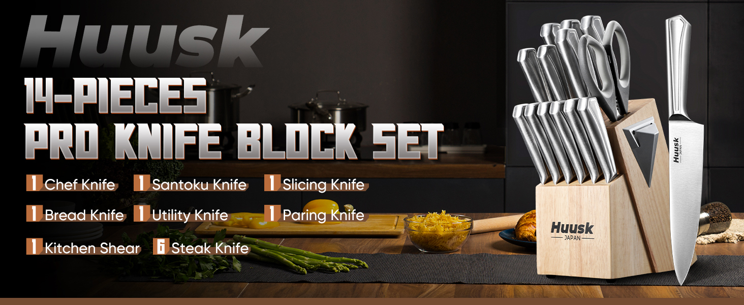 Watch Huusk kitchen Knife block set on Amazon Live