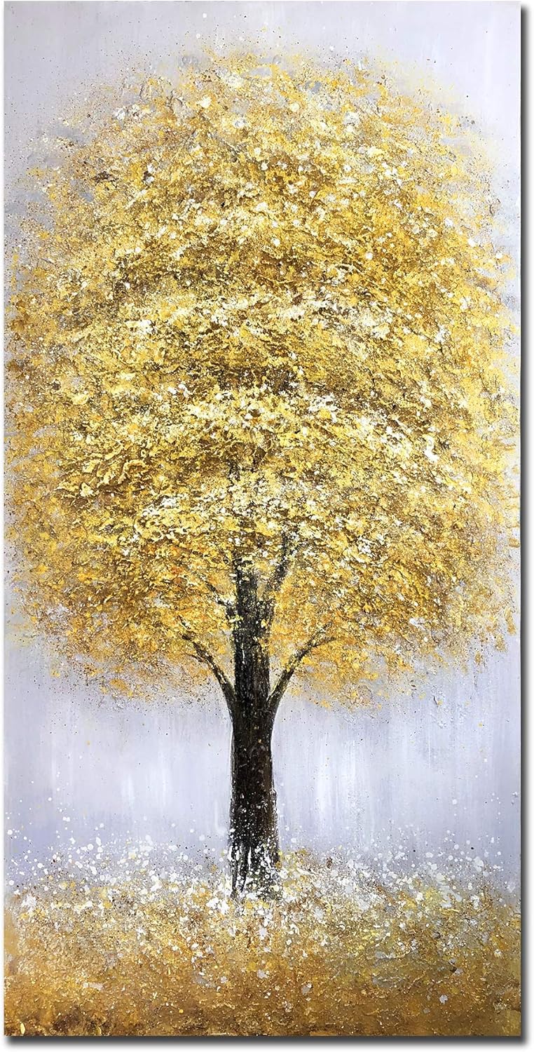 Amazon.com: Yotree Paintings,24x48 Inch Lucky Tree Oil Hand Painting 3D ...