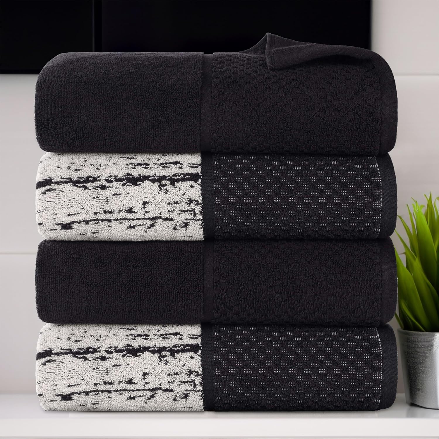 Amazon.com: Superior Cotton Bath Towel Set, Large Plush Absorbent Body ...