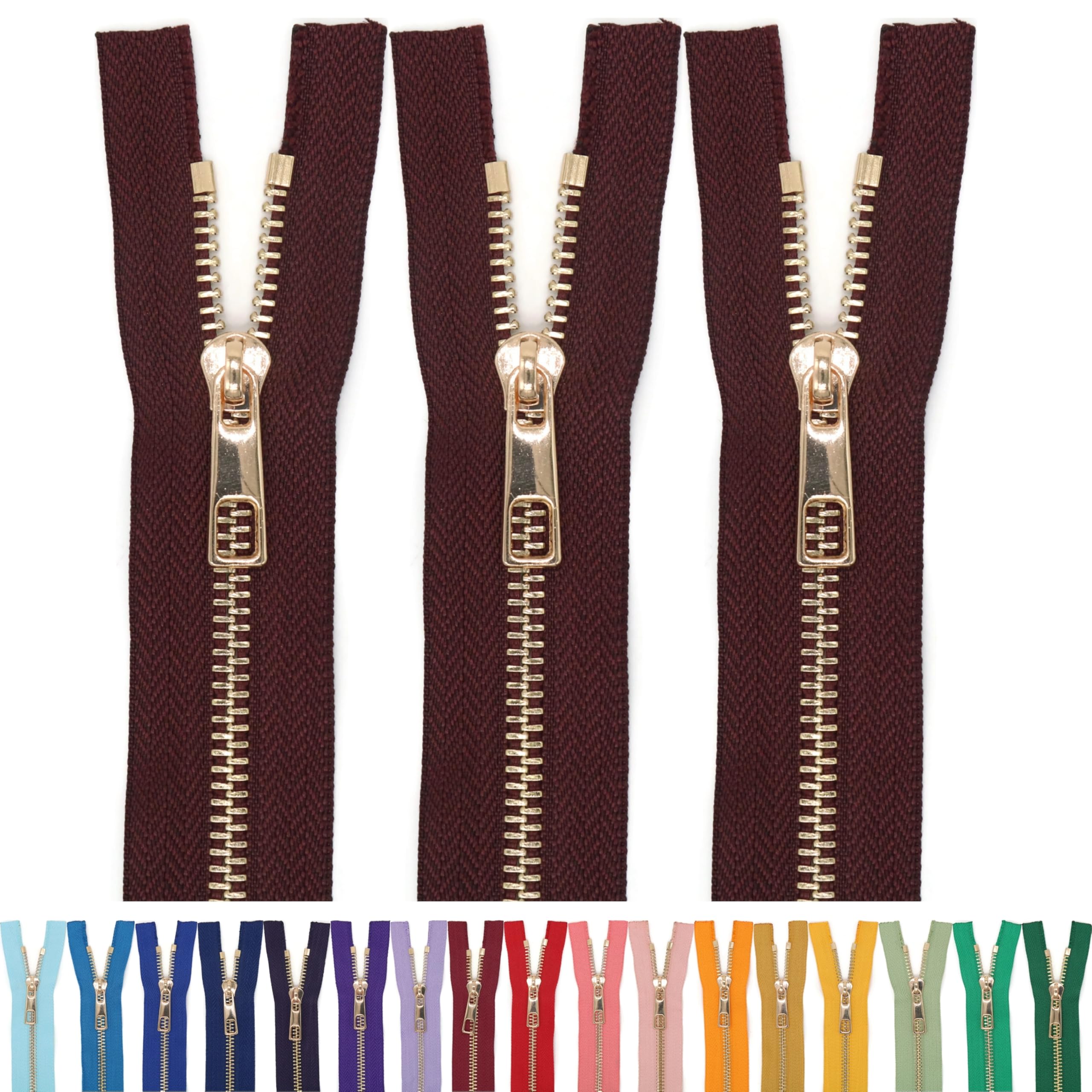 Amazon.com: #5 Gold Metal Zipper - 50+ Colors - 3 PCS - (4-14 inches ...