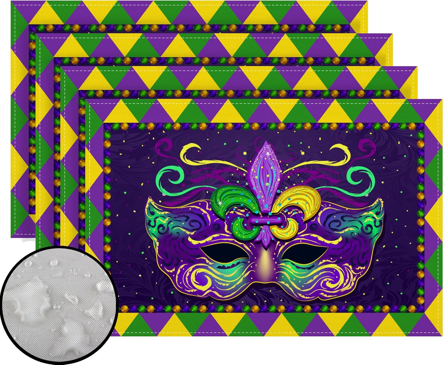 Amazon.com: Mardi Gras Placemats Set of 4 New Orleans Brazi Carnival ...