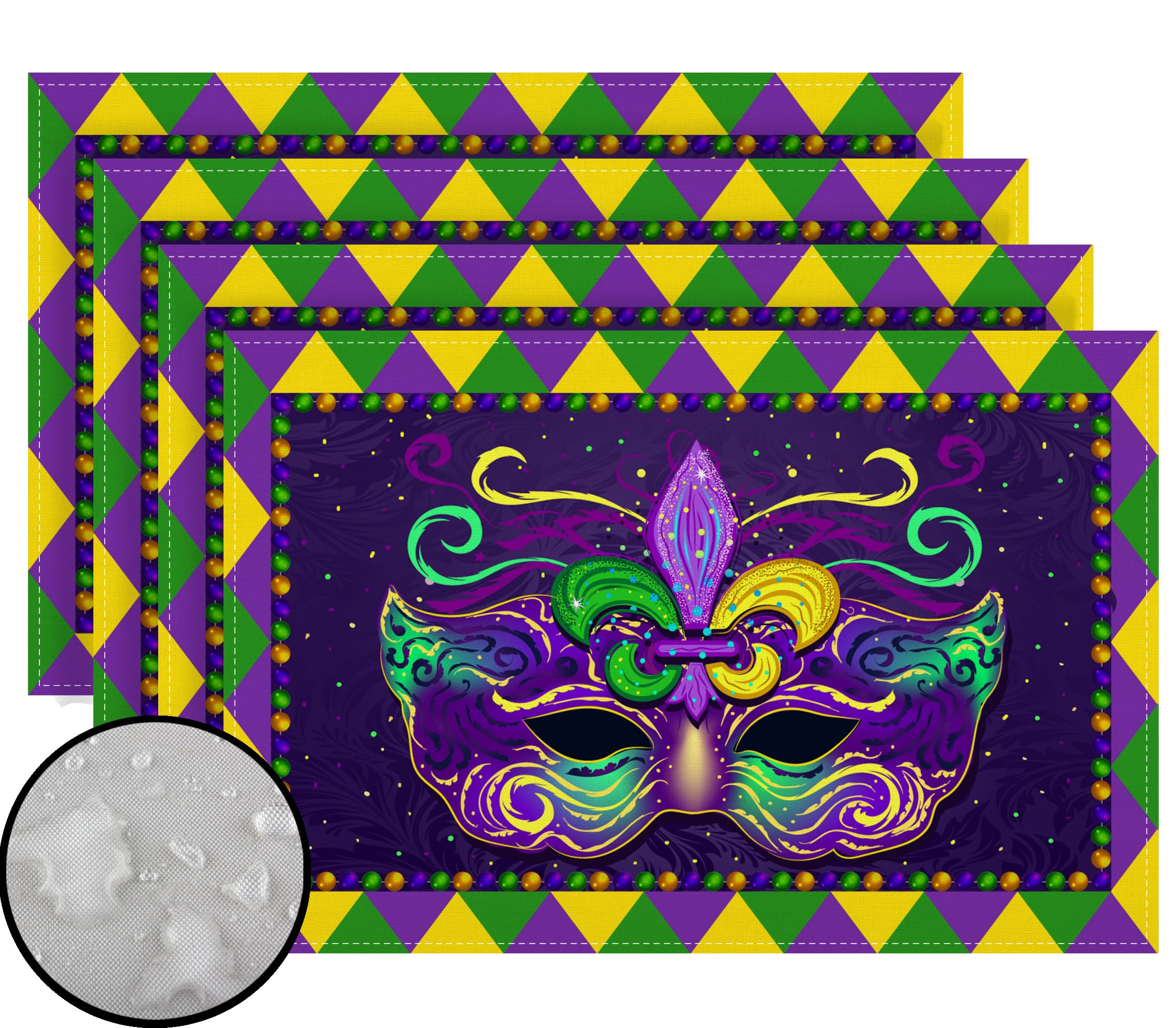 Amazon.com: Linen Mardi Gras Placemats Set of 4 New Orleans Brazi ...