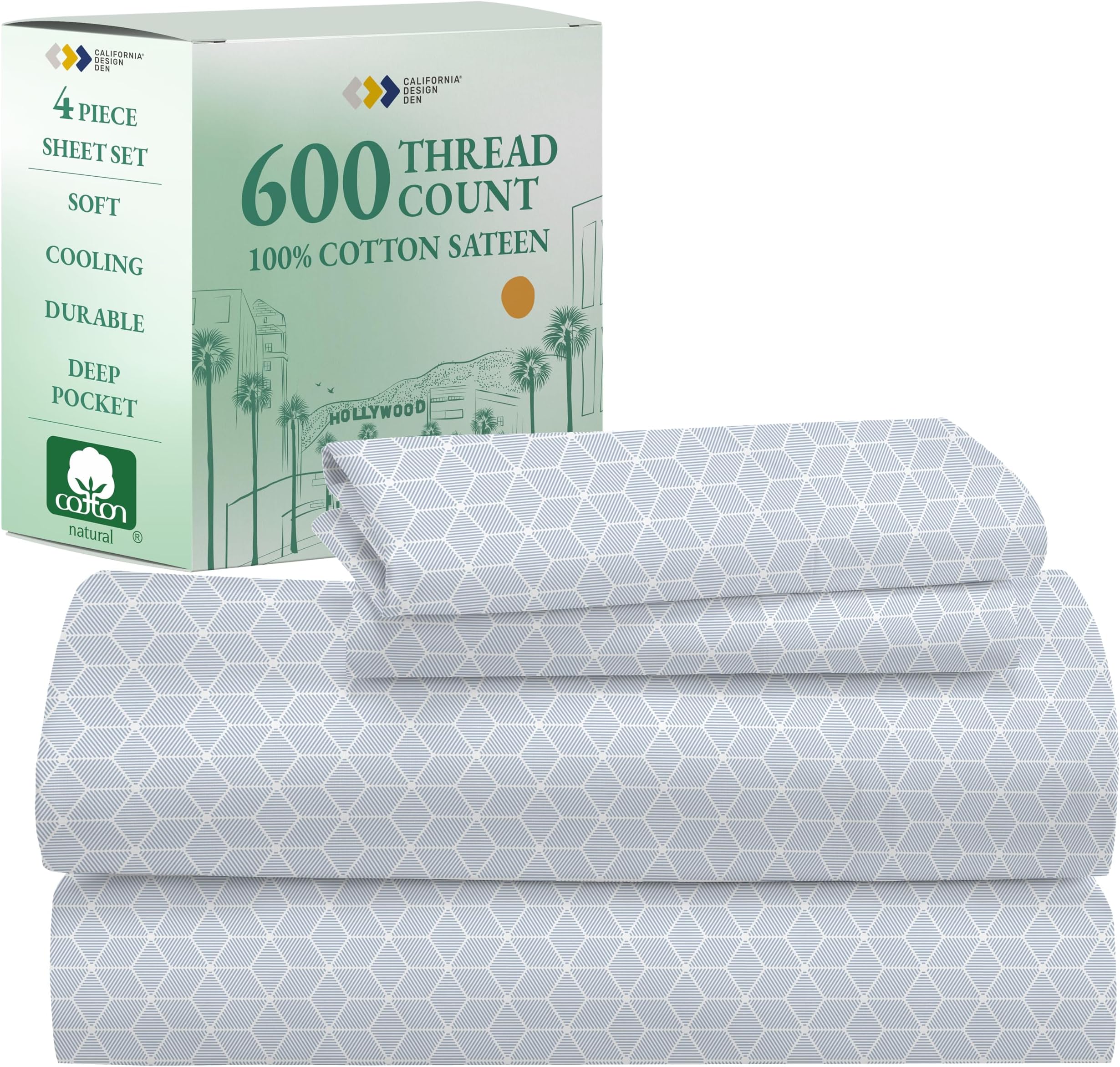 Amazon.com: Carressa Linen Luxury Egyptian Cotton King Printed Sheet ...