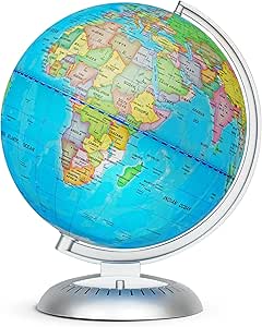 Amazon.com: Little Experimenter 8” Illuminated Globes for Kids - Light Up World Globe With Stand ...