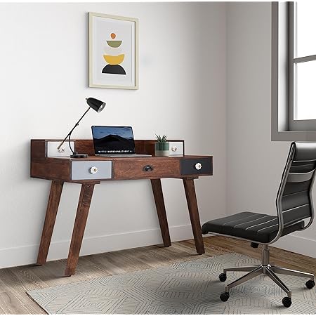 Amazon Brand - Solimo Rildens Sheesham Wood Study Table (5 Drawers ...