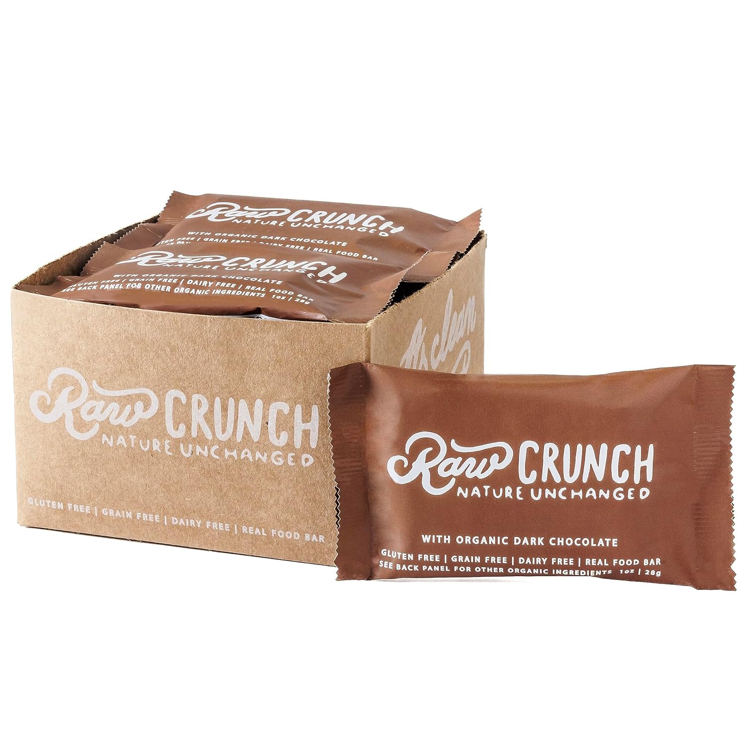 Amazon.com: Raw Crunch Bar (Box of 12) - Organic Dark Chocolate ...