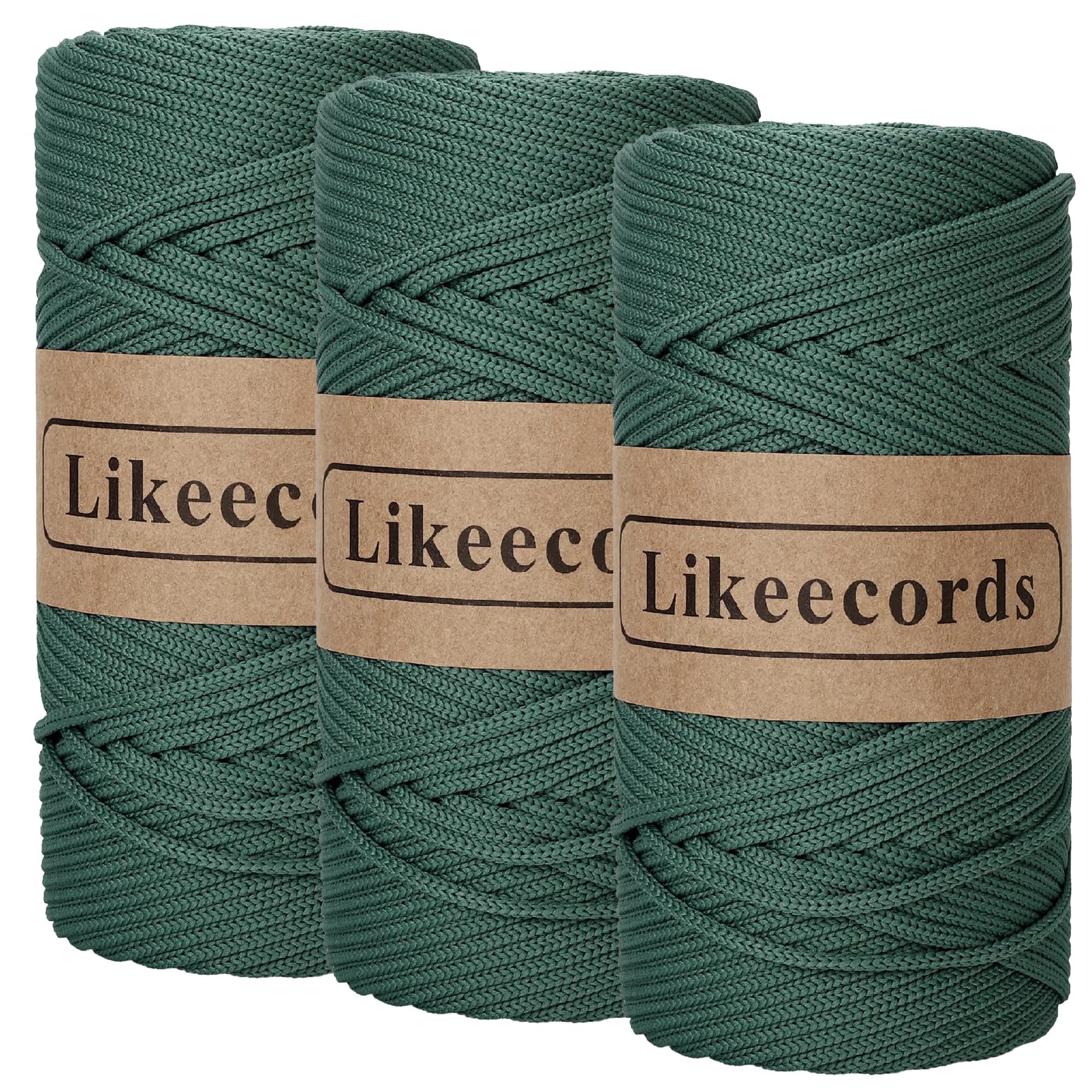 Amazon.com: Likeecords 3 Skeins of 4mm Polyester Braided Macrame Cord ...