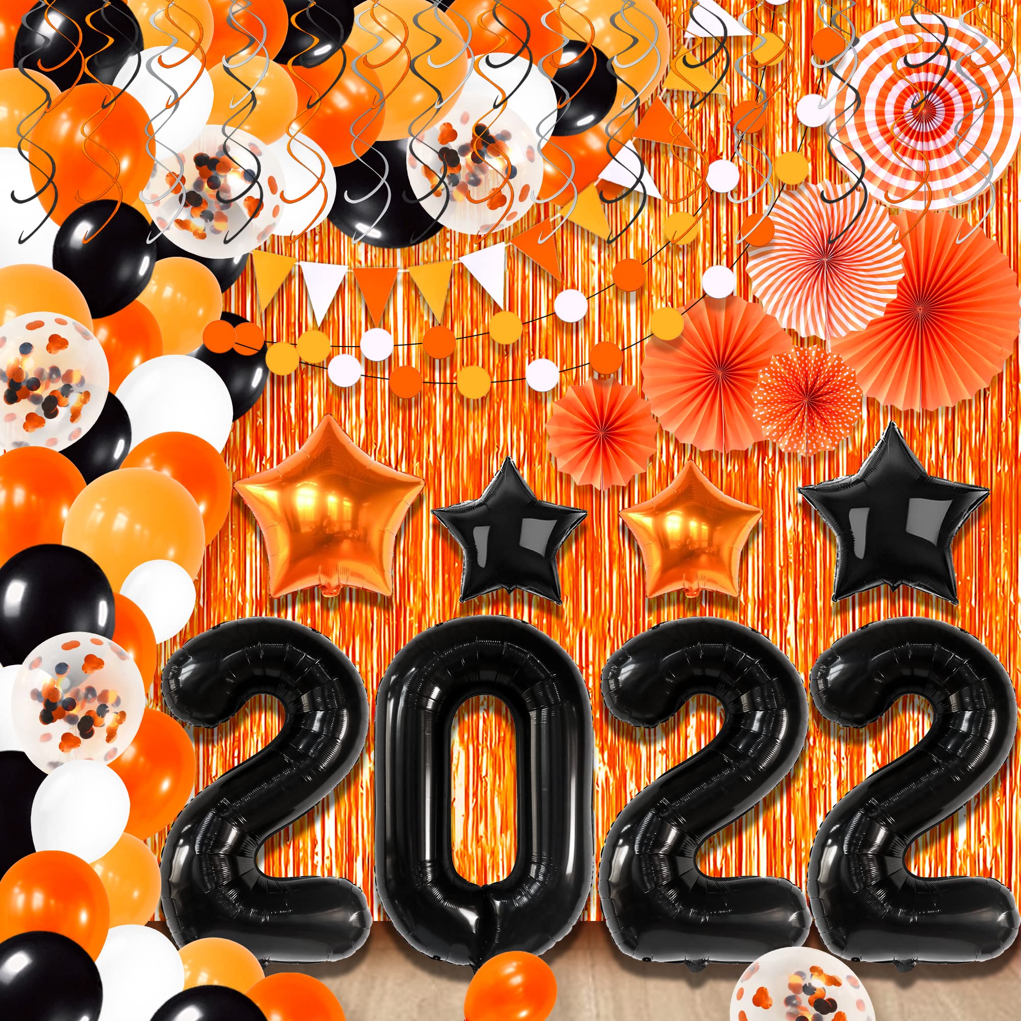 Katchon Orange And Black Graduation Decorations Pack Of 170 Black ...