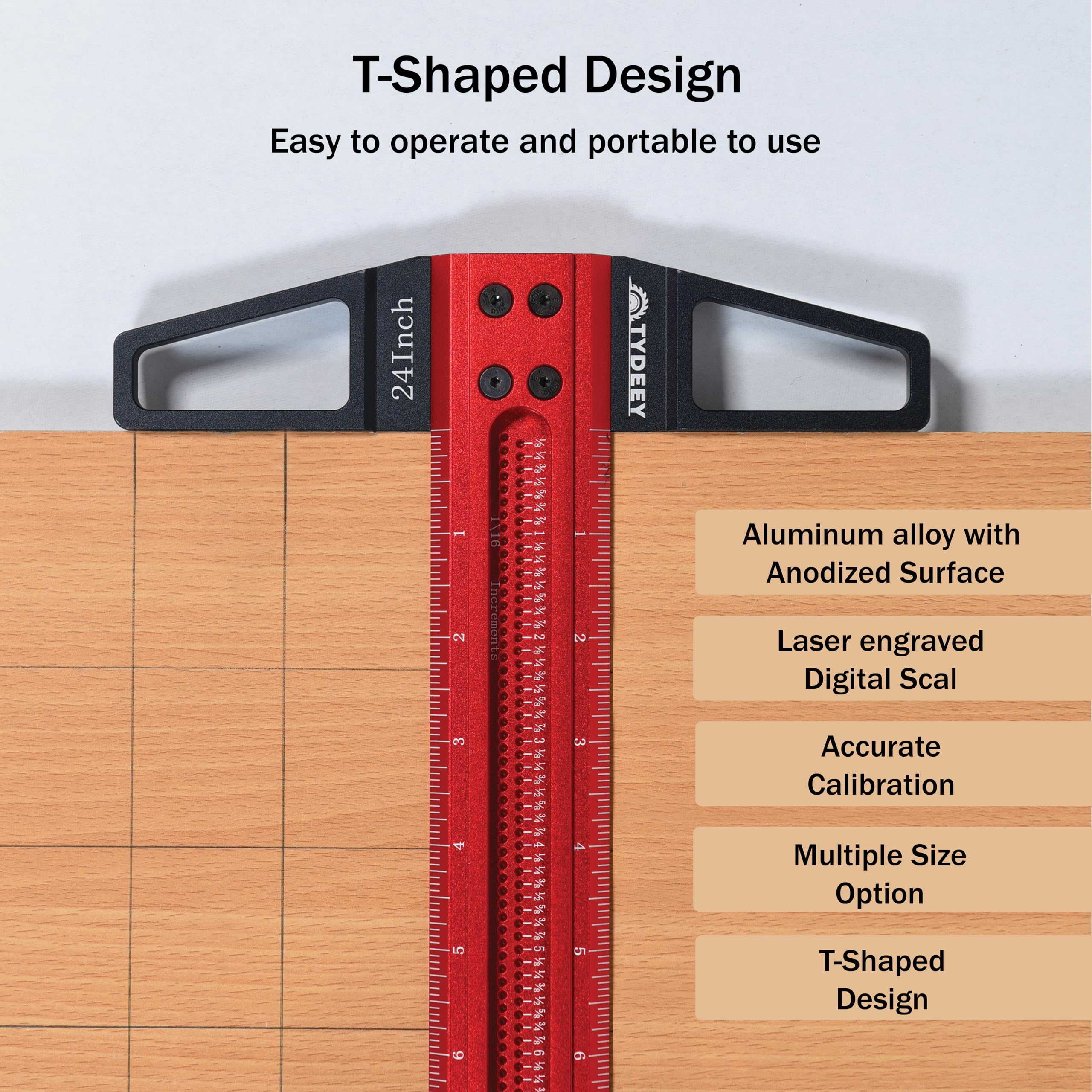 TYDEEY 12, 24, 31, 39 in Ultra-Precision Woodworking Scriber T-Square ...