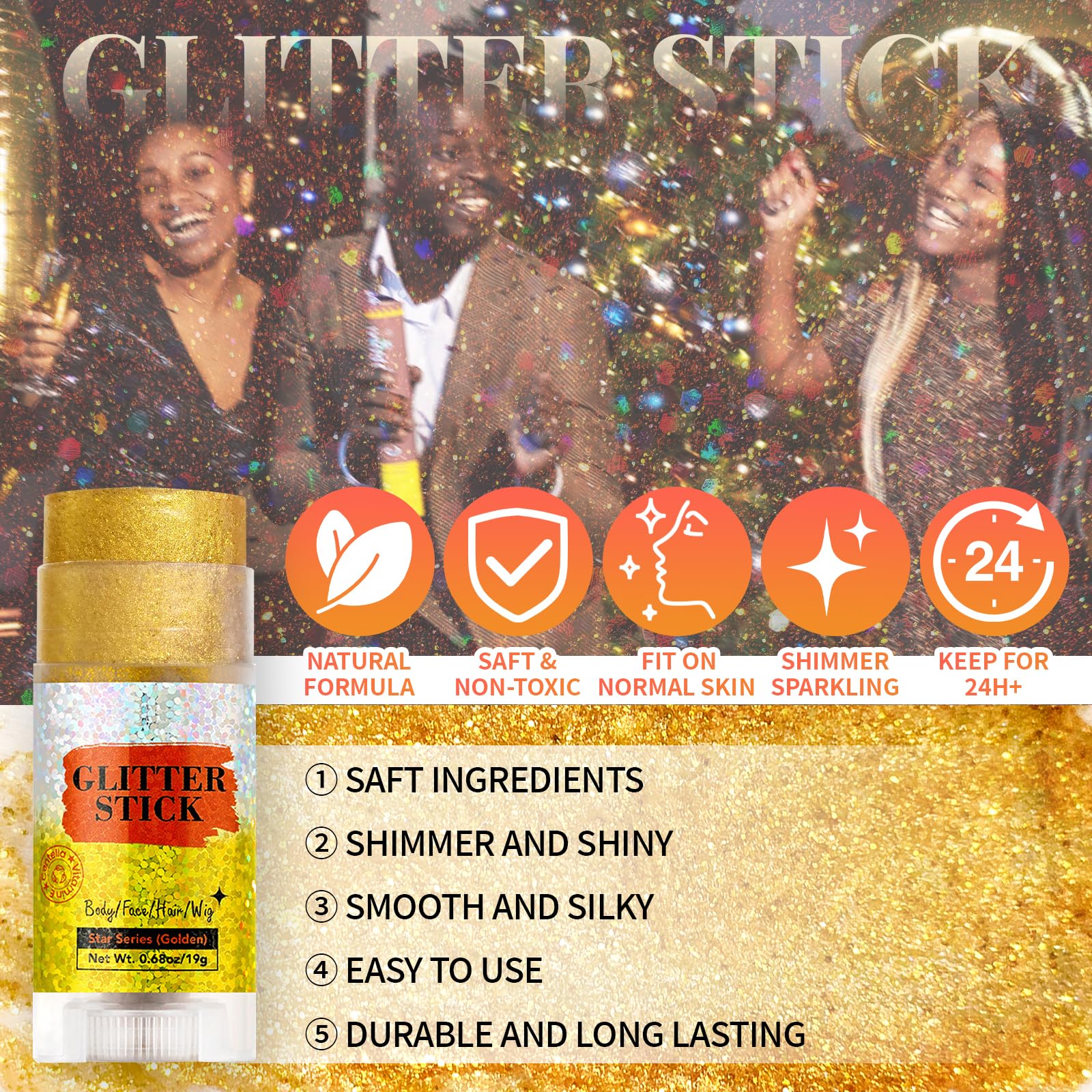 Snapklik.com : Gold Body Glitter Stick, Shiny Highlighter Stick ...