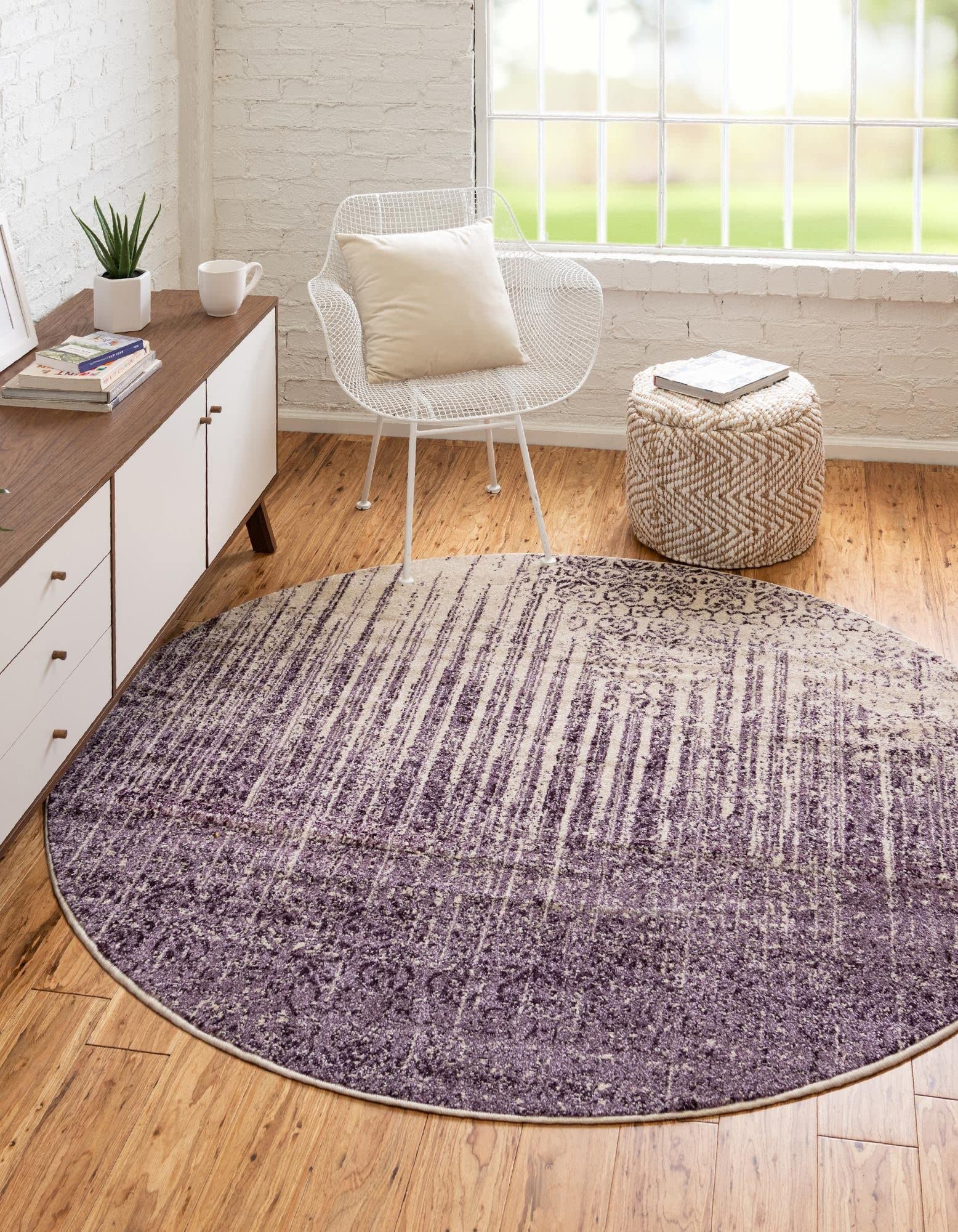 Amazon.com: Rugs.com Angelica Collection Rug – 6 Ft Round Purple Medium ...