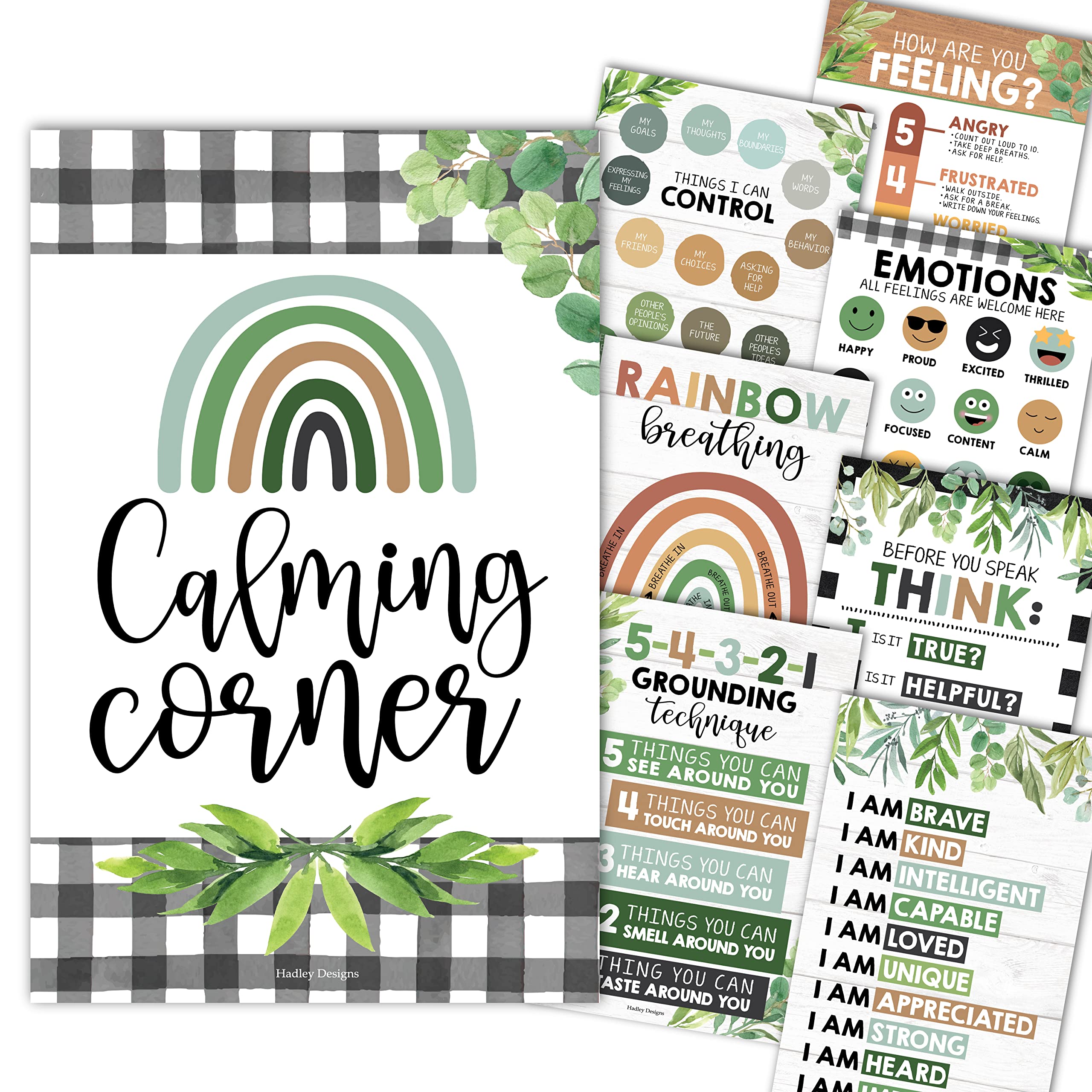 Calming Corner Items Kids Boho Calming Corner Posters For Classroom ...