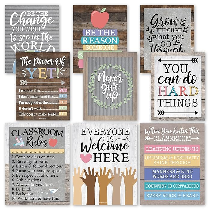 Buy 9 Farmhouse Classroom Decor Signs - Welcome Sign For Classroom ...