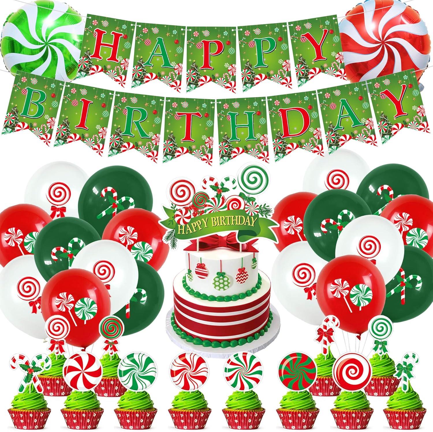 Amazon.com: Christmas & Birthday Party Decorations - Candy Theme Banner ...