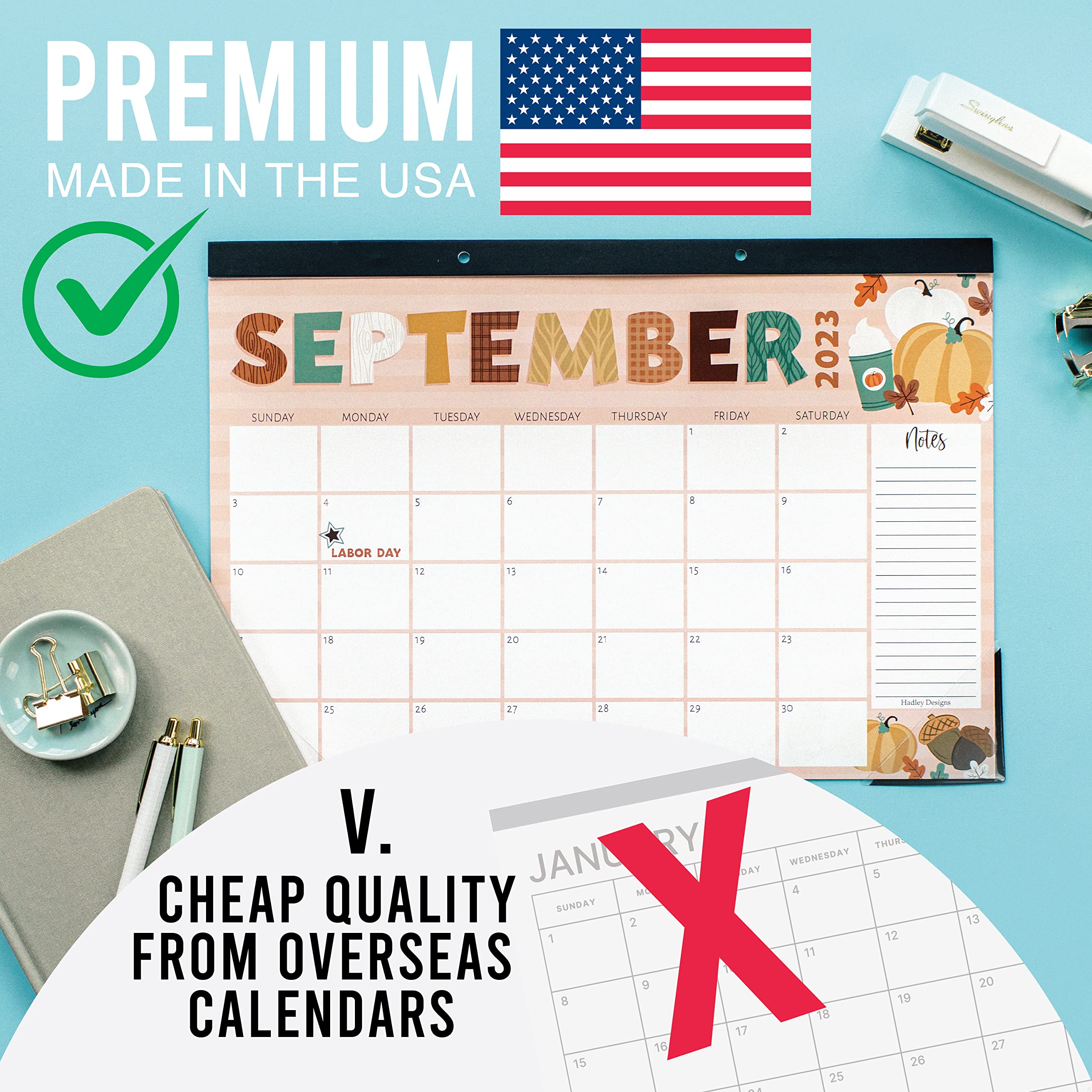 Snapklik.com : Hadley Designs Doodle Large Desk Calendar 2023-2024 Pad