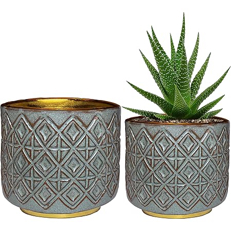 Amazon.com : Mood Lab Flower Plant Pots - Pack of 2 Blue pots - 5.1 ...