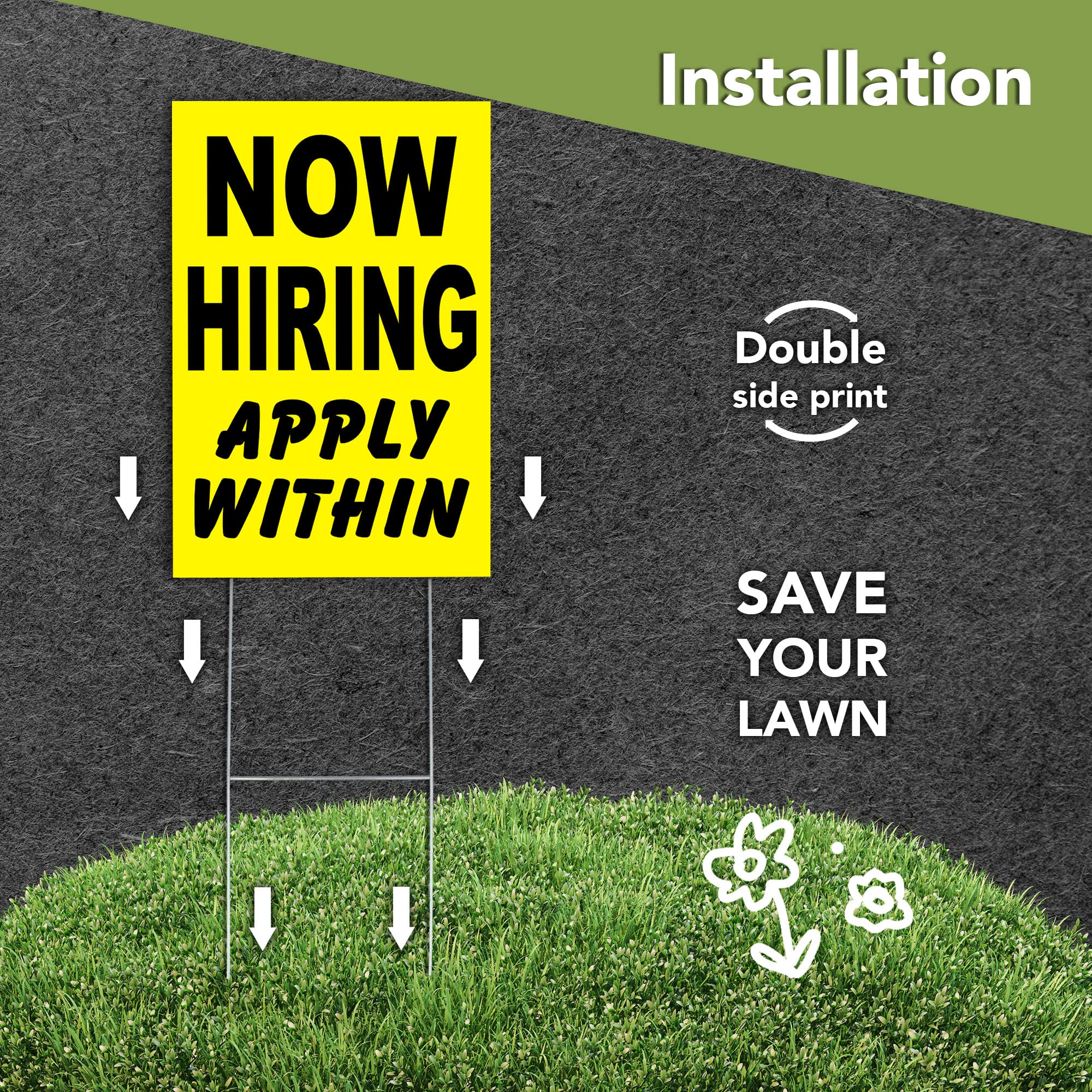 Now Hiring Lawn Signs Custom Gold And Grey Hiring Lawn Sign 24 In.
