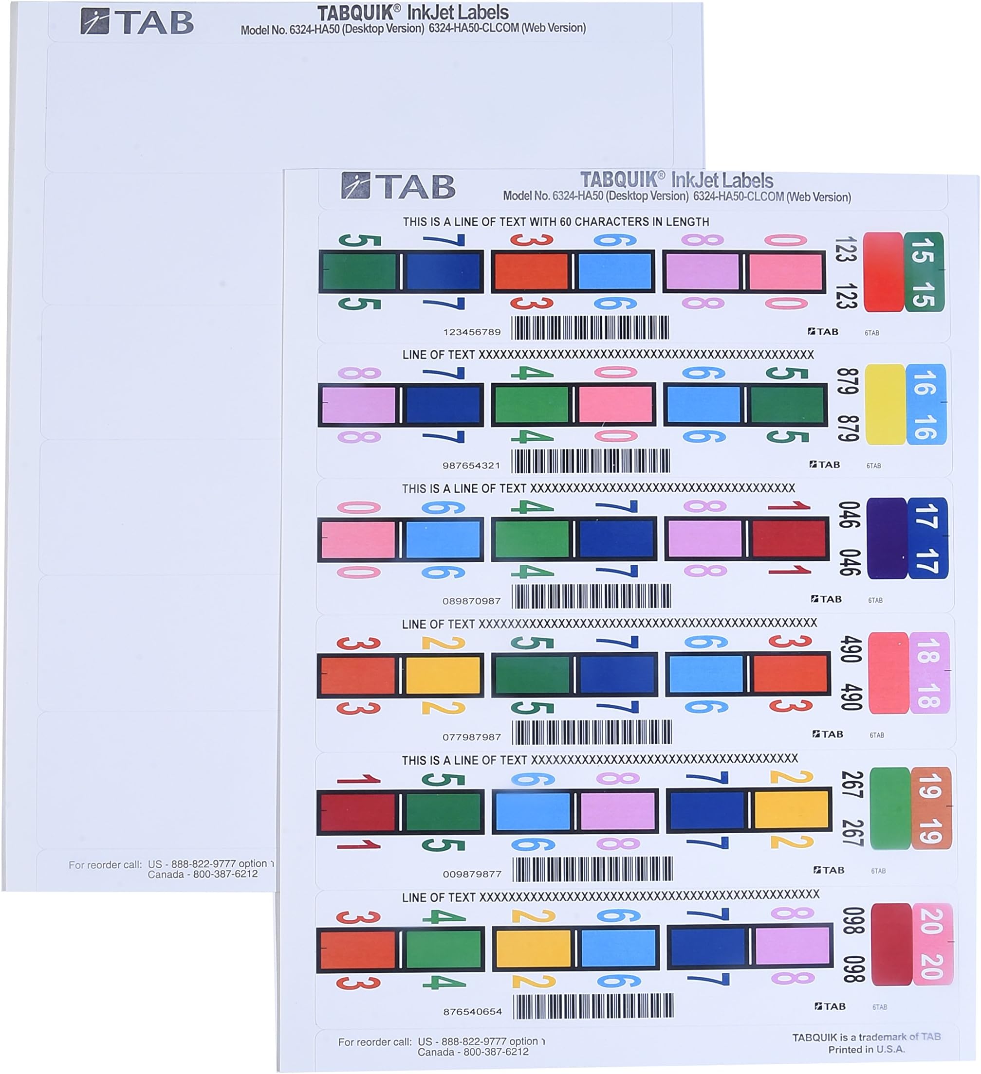 Amazon.com : TAB TABQUIK Full Tab Labels for Inkjet Printers, 1,800 per ...