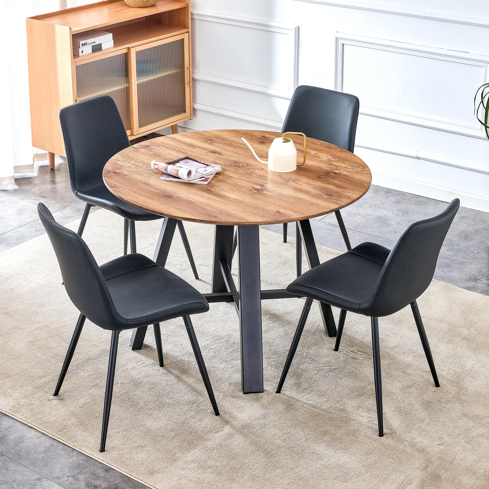 Amazon.com - AISYKOD Round Dining Table Set for 4, Round Kitchen Dining ...