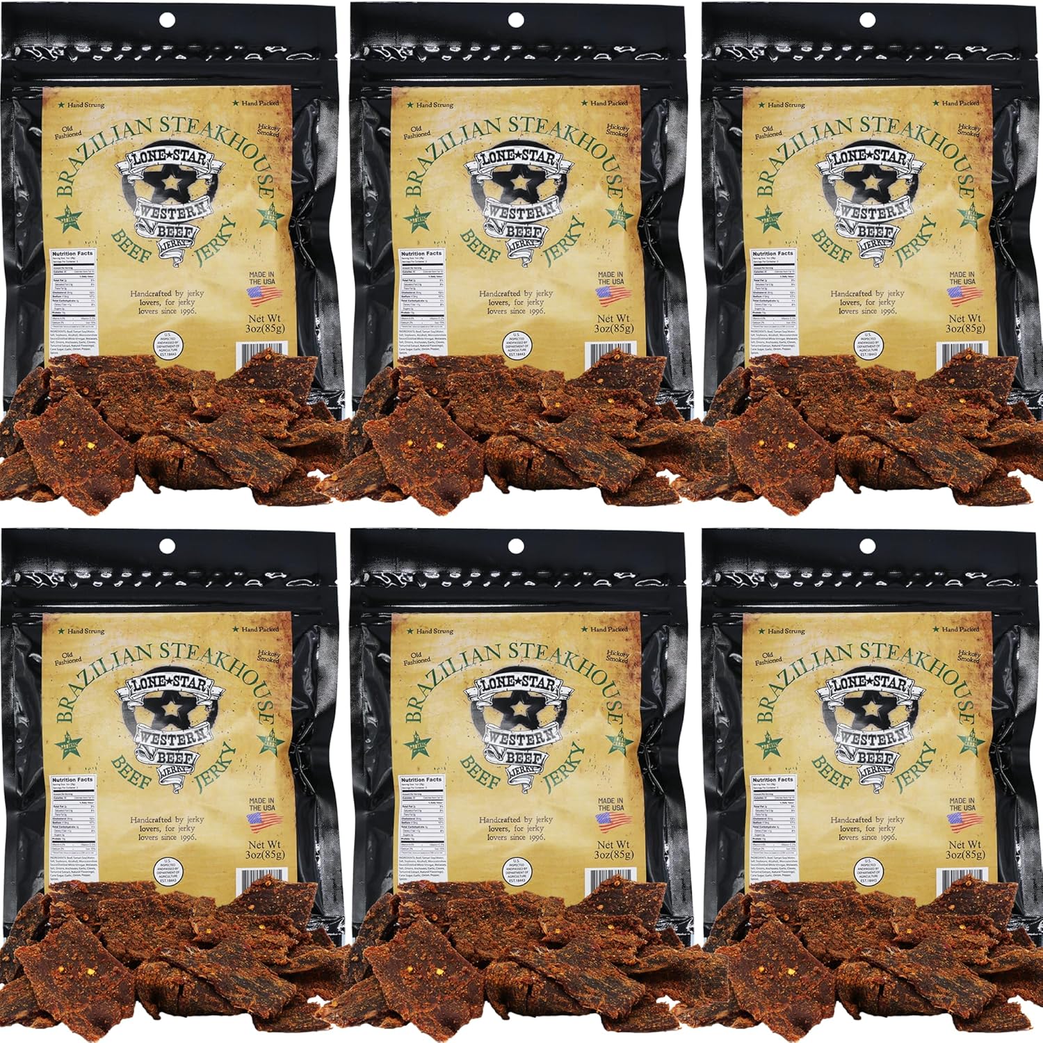 Amazon.com: Lone Star Brazilian Steakhouse Flavored Beef Jerky - 6 Pack ...