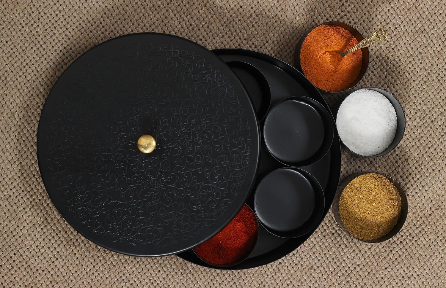 Amazon.com: ABHANDICRAFTS Iron Spice Box with 7 Removable Containers ...