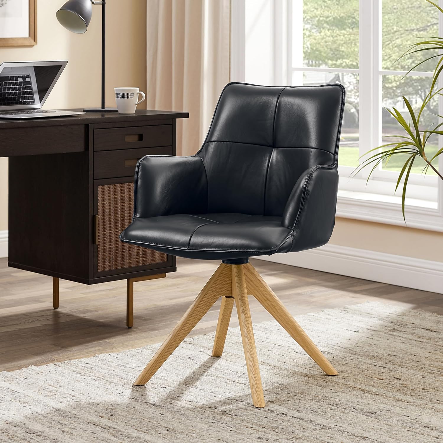 Amazon.com: Art Leon Office Chair No Wheels - Mid Century Modern Swivel ...