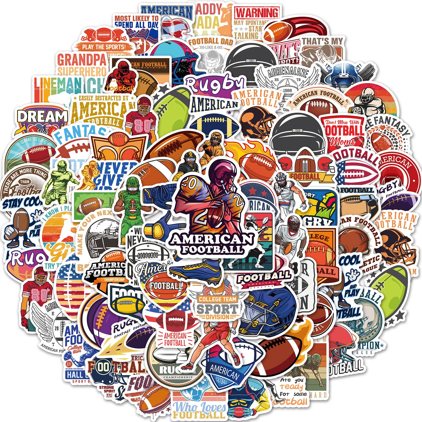 Amazon.com: 100Pcs Football Stickers for Water Bottles Vinyl Waterproof ...