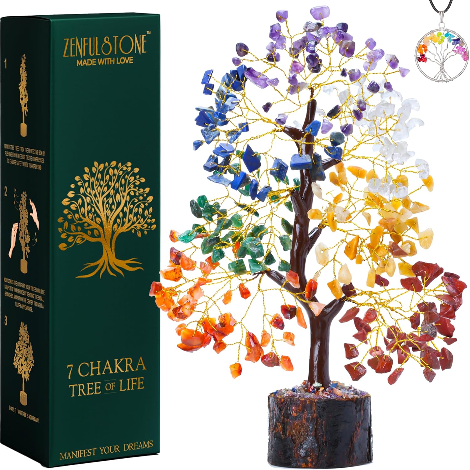 Amazon.com: 7 Chakra Tree of Life Crystal Trees for Home, Office, and ...