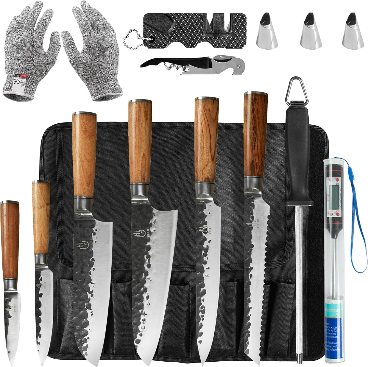 Amazon.com: FULLHI 12pcs Butcher Chef Knife Set include sheath High ...