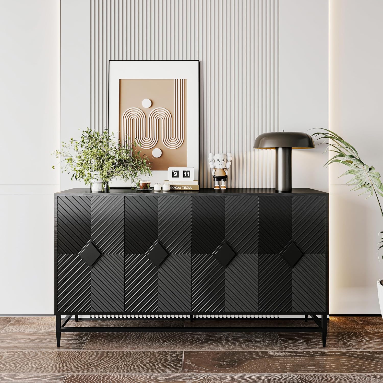 Amazon.com: Linique Accent Sideboard Buffet Cabinet with 4 Unique ...