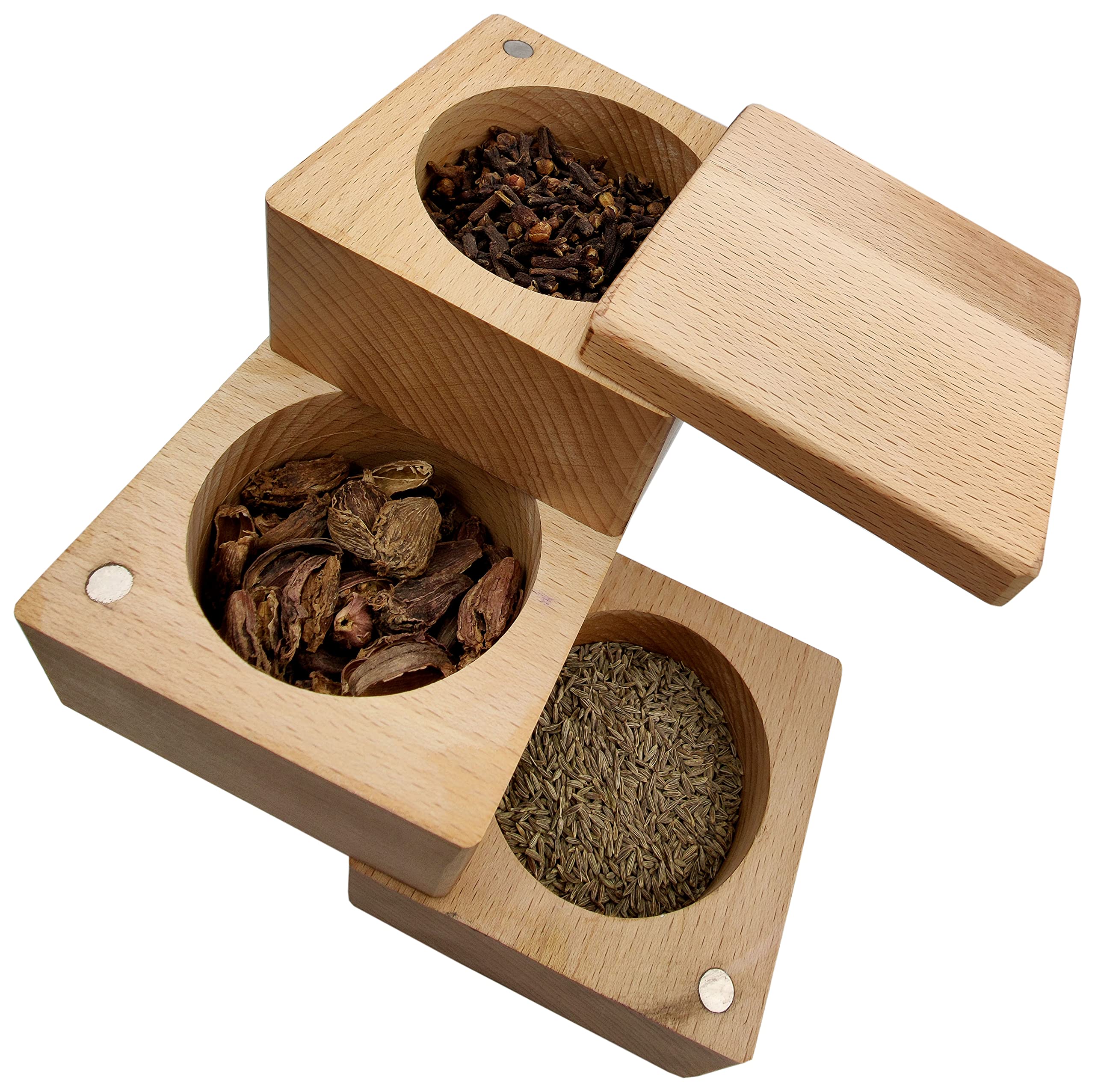 Buy 5MOONSUN5's Triple Salt Box, Three Tier wooden Storage Box with ...