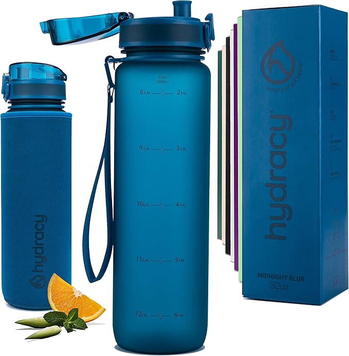 Hydracy Water Bottle with Time Marker -Large 1 Litre BPA Free Water ...