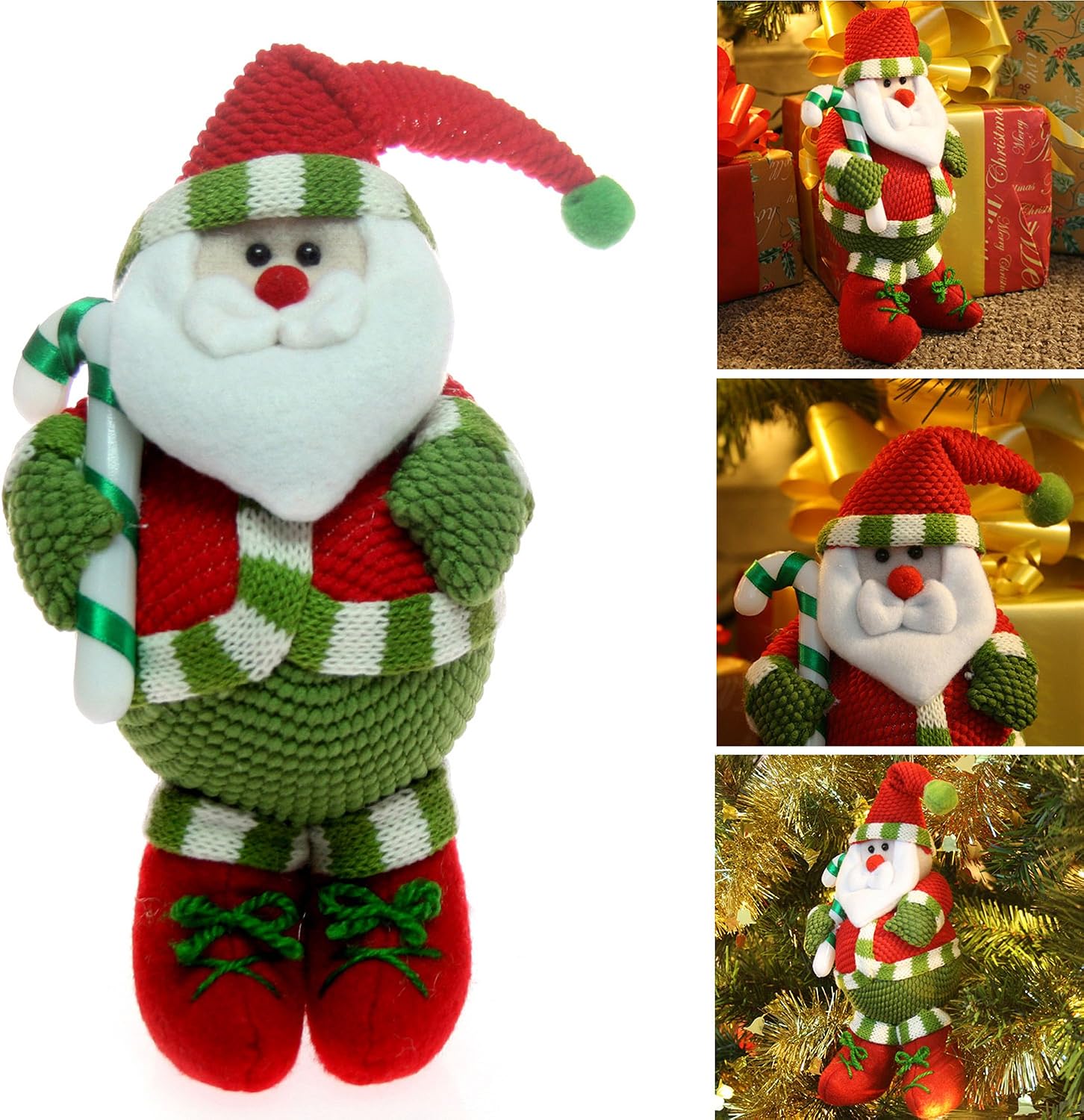 Large Father Christmas Santa Claus Window/Table Decoration with Green ...