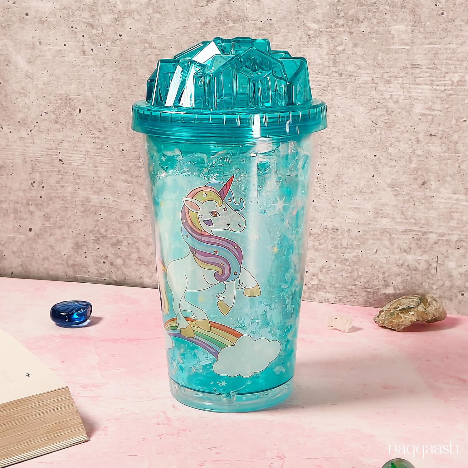 naqqaash Unicorn Water Bottle 600ml Sipper Bottle with Straw | Trendy ...