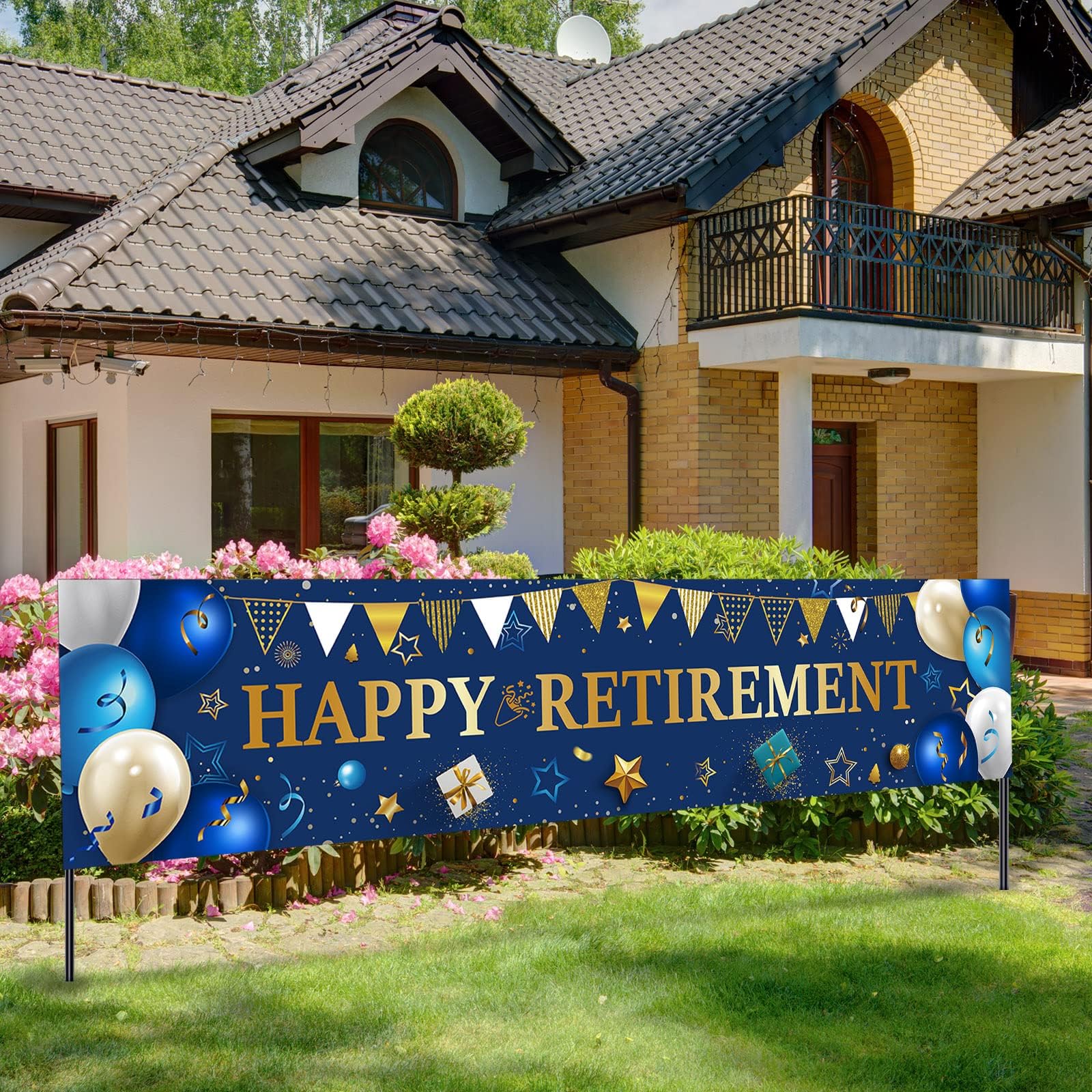 Amazon.com: Retirement Banner Horizontal Large Retirement Sign Banner ...