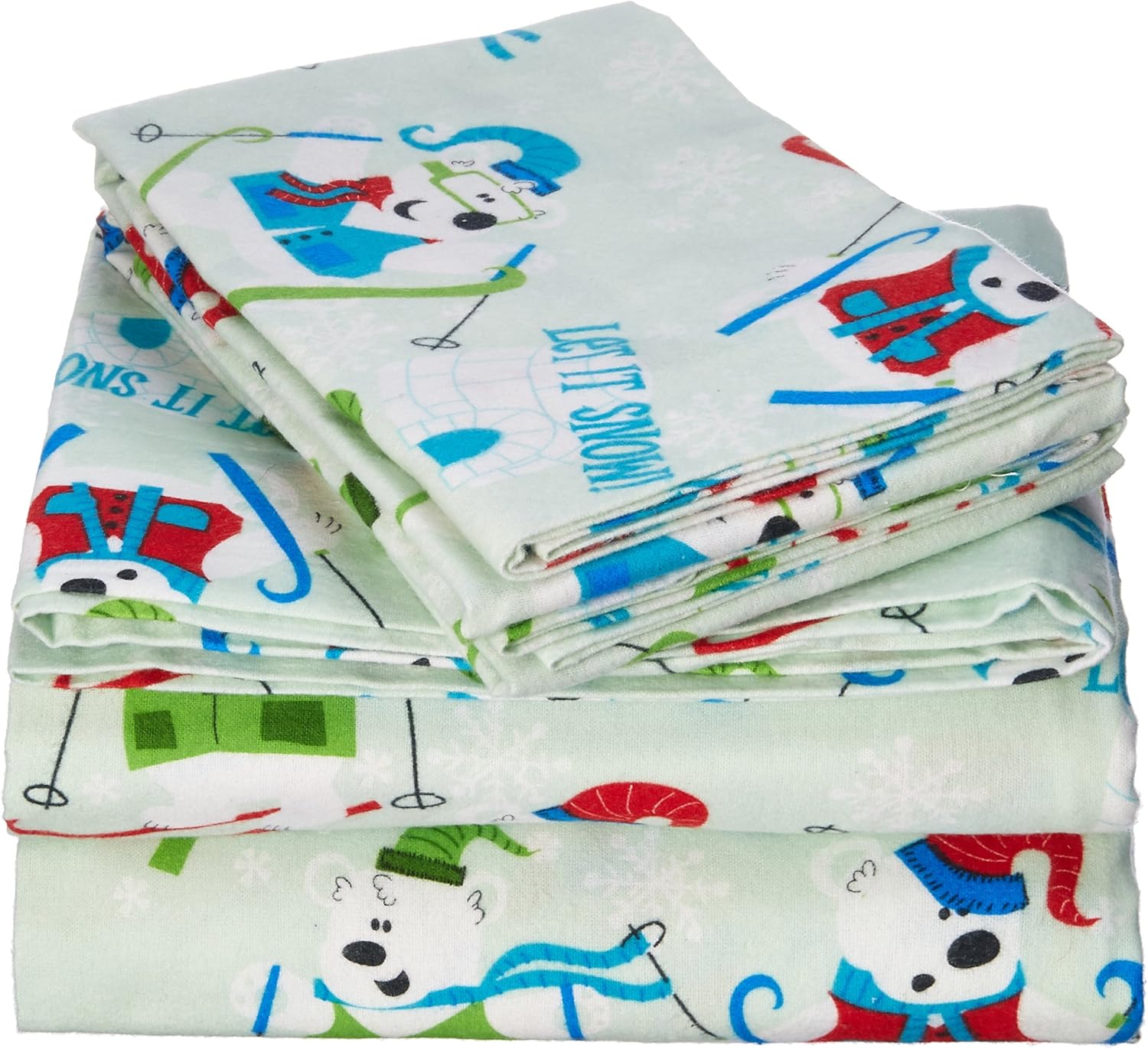 Amazon.com: LeT IT Snow! Bears Skiing Full Heavy Weight Soft Cotton ...