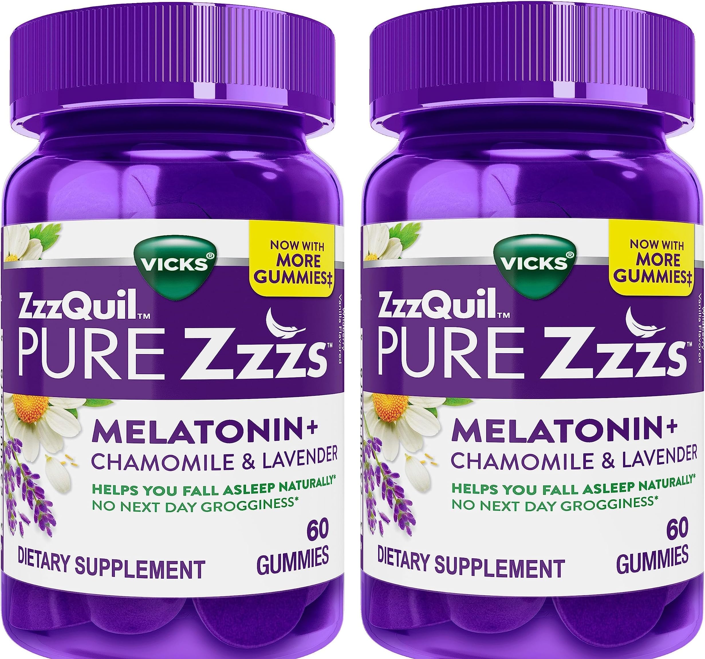 Amazon.com: ZzzQuil Pure Zzzs Melatonin Sleep Aid Gummies, 110 ct, with ...