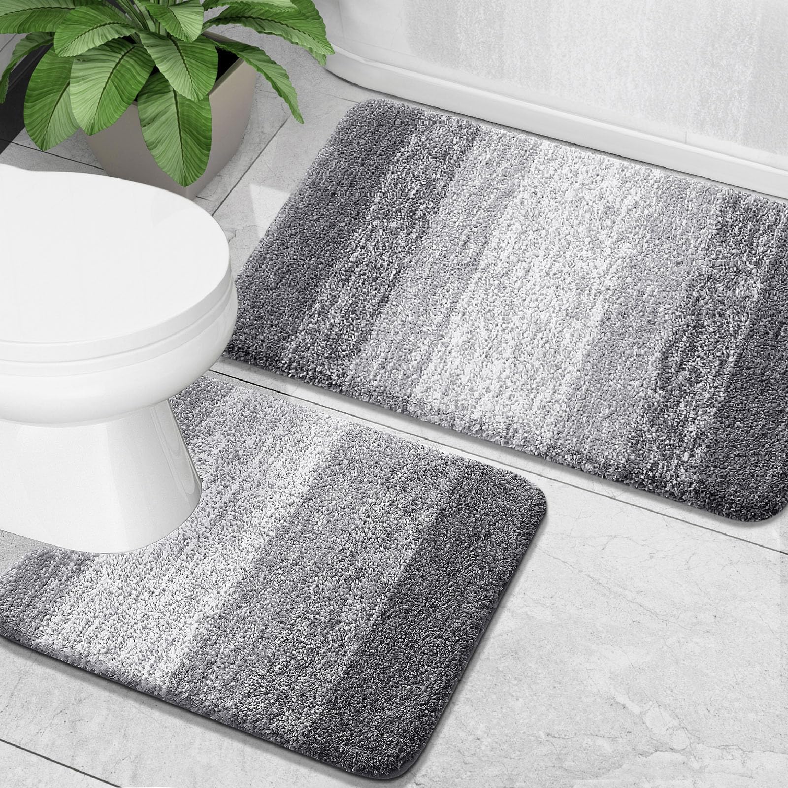 Amazon.com: OLANLY Ombre Bath Rug and Bathroom Rugs Sets 2 Piece, Bath ...