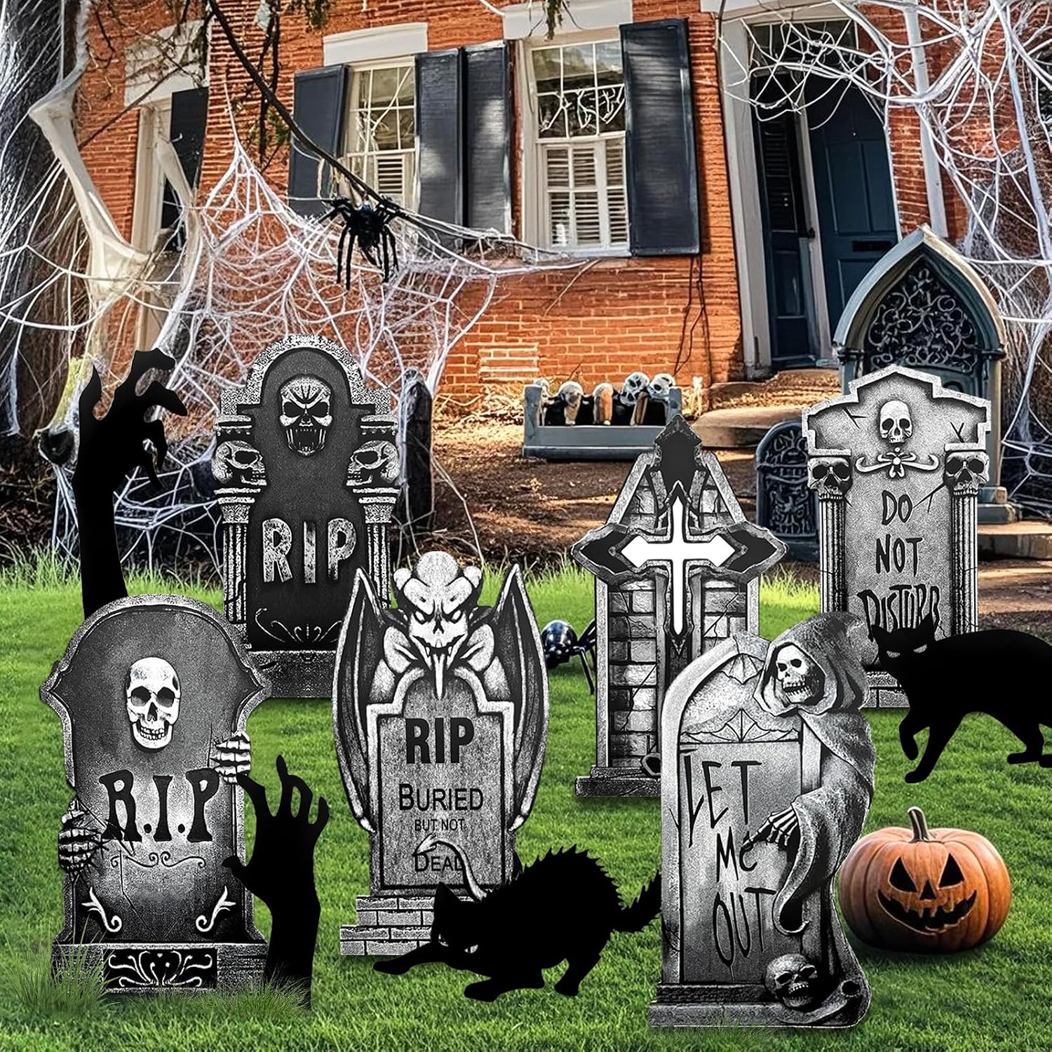 Amazon.com : 10Pcs Halloween Tombstones Decorations Outdoor Graveyard ...