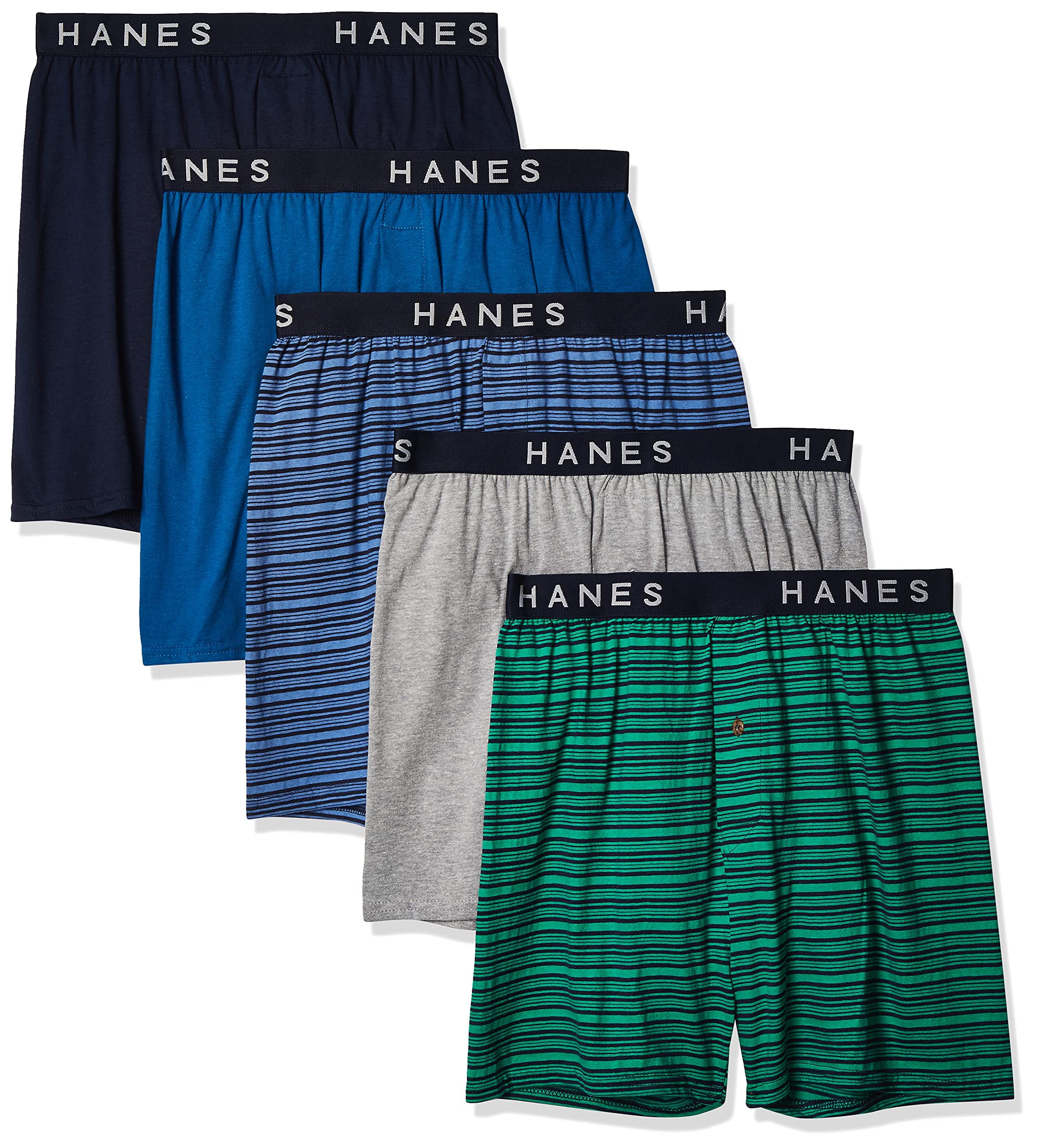 Hanes Men's 5-Pack Ultimate Dyed Exposed Knit Boxer with ComfortFlex ...