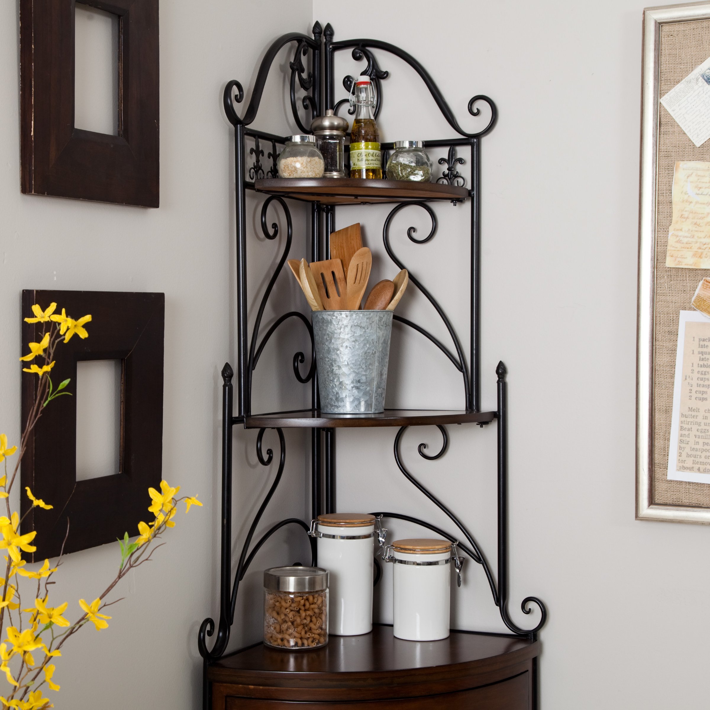 Wrought Iron Corner Bakers Rack Vintage French Bakers Rack 3 Tier