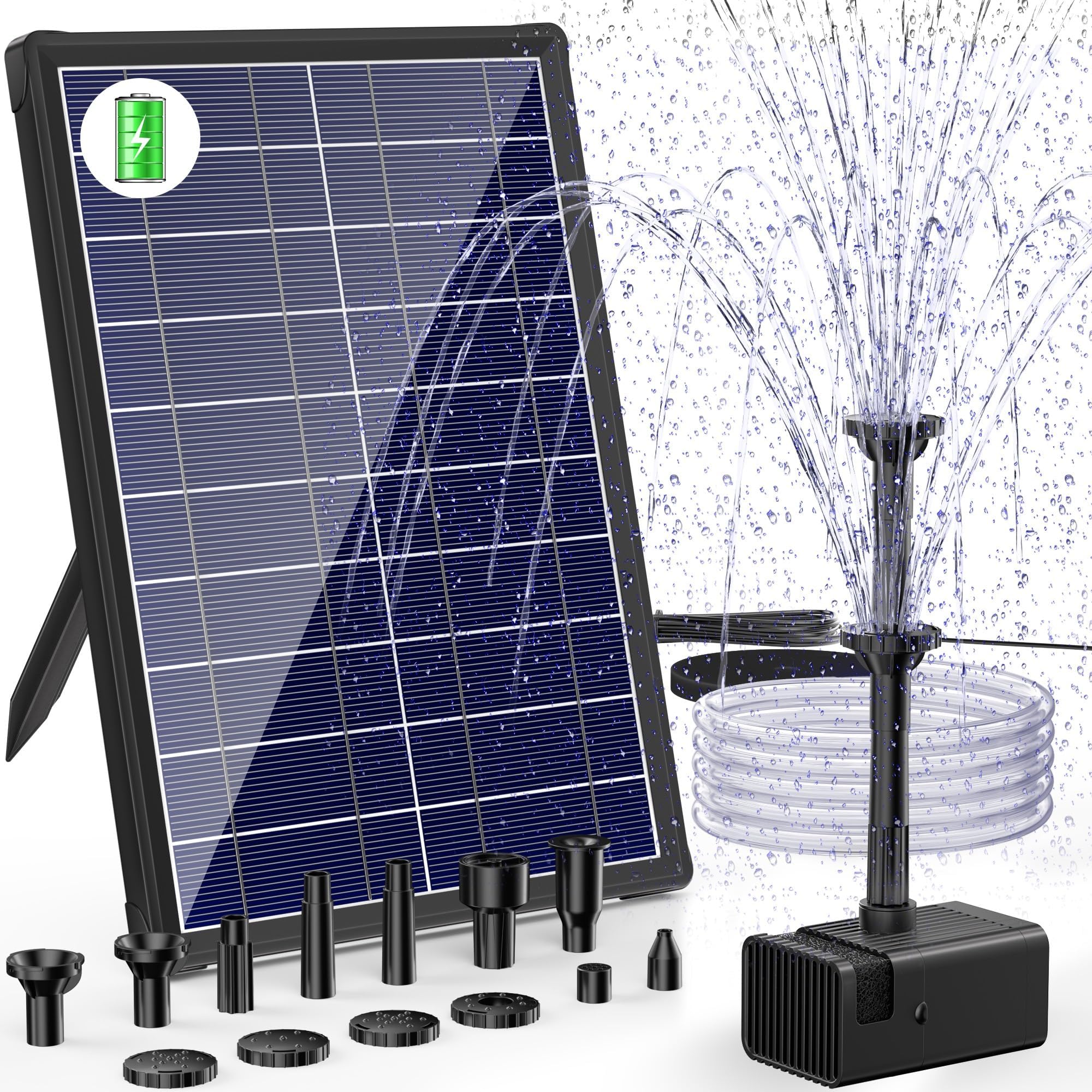 Amazon.com: ECO-WORTHY Solar Fountain Water Pump Kit 12 W, 196 GPH+ 12 ...