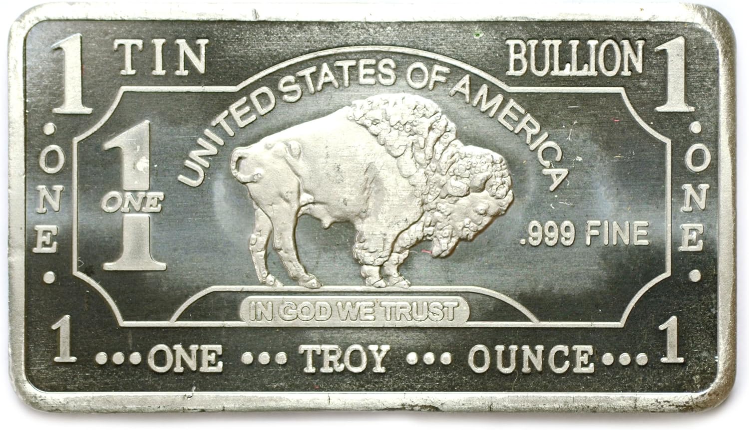 Amazon.com: 1 Troy Oz Tin Bullion Buffalo Bar - Ingot .999 Fine - Pure ...