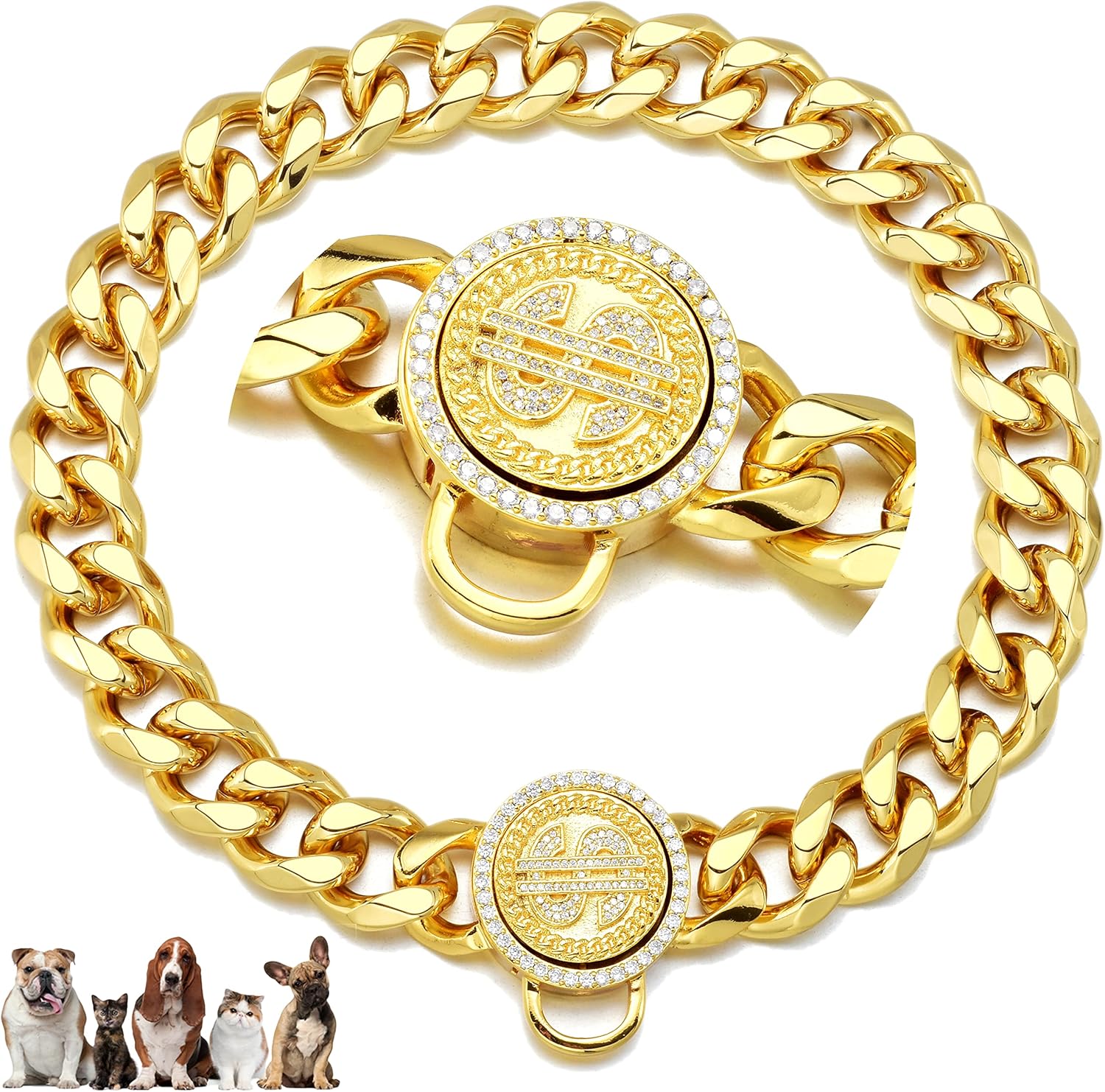 Amazon.com : Dog Chain Collar with US-Dollar Quick Release Buckle ...