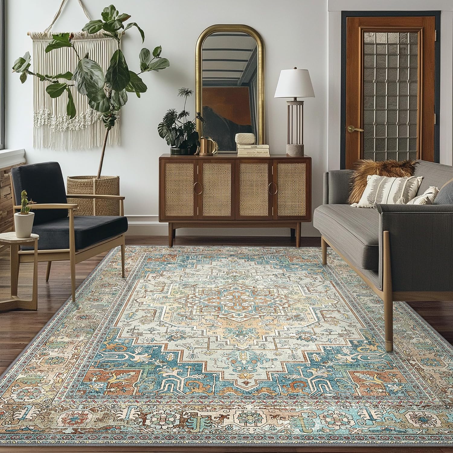 Amazon.com: Bavni 3x5 Area Rug, Washable Vintage Non-Slip Rug for ...