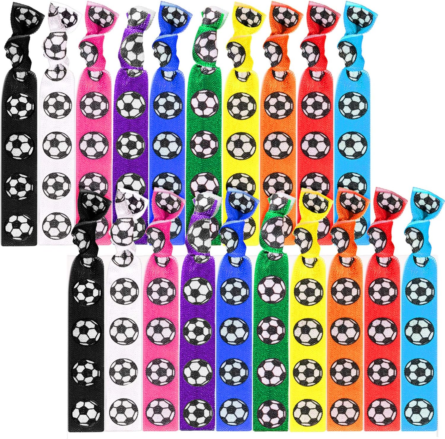 Amazon.com : 20 Pieces Soccer Hair Ties Football Hair Bands Accessories ...